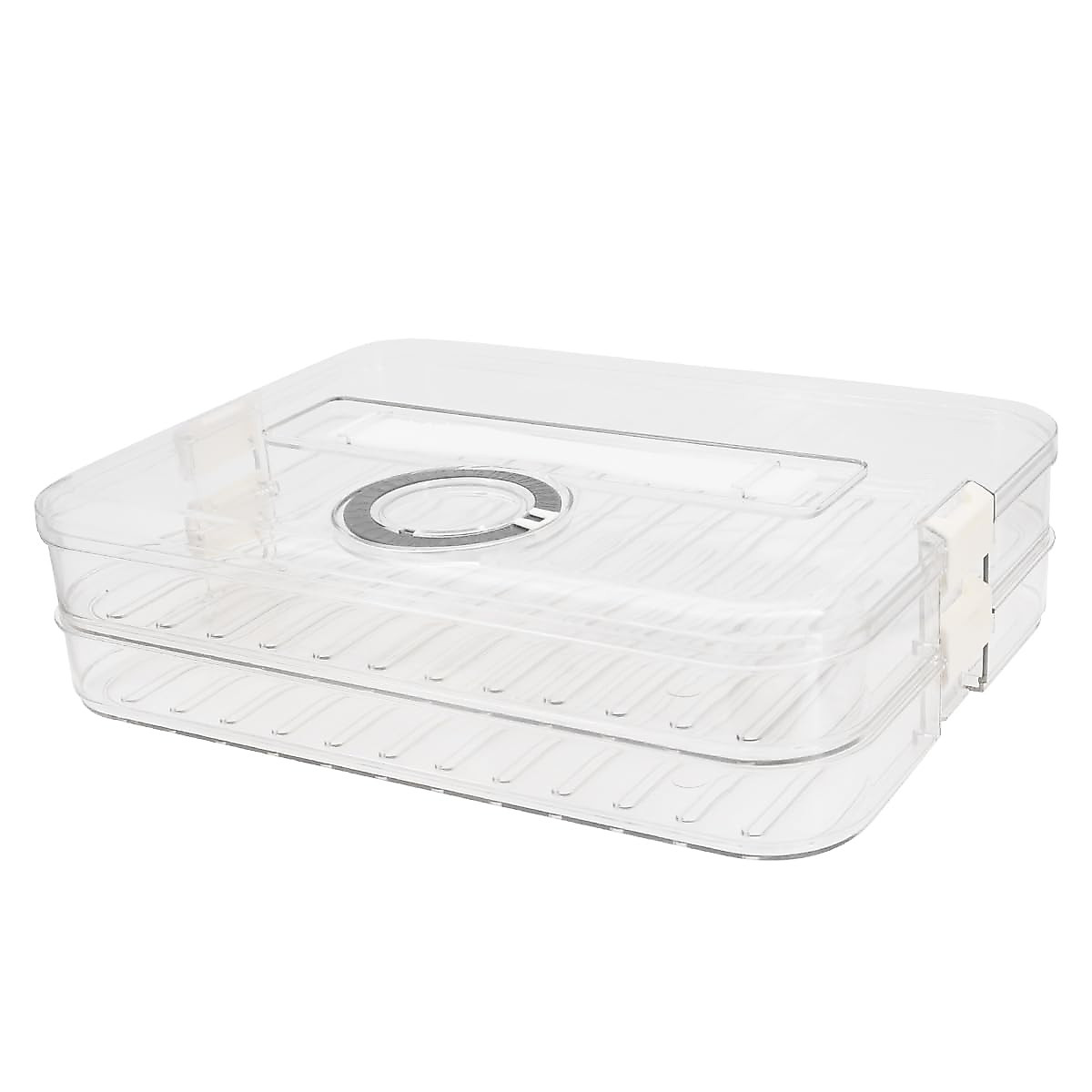 CheurYae 2-Layer Frozen Dumpling Storage with Lids, Food Storage Container, Stackable Food Storage Containers, Cookie Storage Containers, Good Sealing, for Kitchen and Fridge