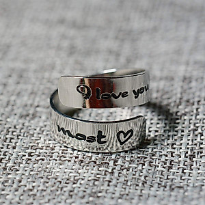 Phoenix Angela Wrap Twist Ring Adjustable Birthday Christmas Inspirational Gift Bands Cool Stacking Opening Rings for Girls Teens Women Men Friends (I love you more & most)