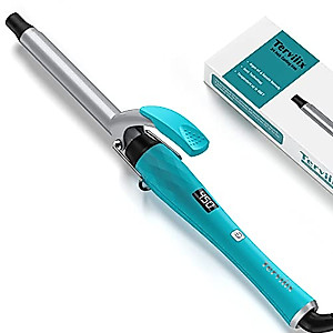 Terviiix 3/4'' Small Curling Iron for Defined Tight Curls, Ceramic Curling Wand Iron for Short to Medium Hair with Keratin & Argan Oil Infused, Digital Display, Long-Lasting, Dual Voltage, with Clamp