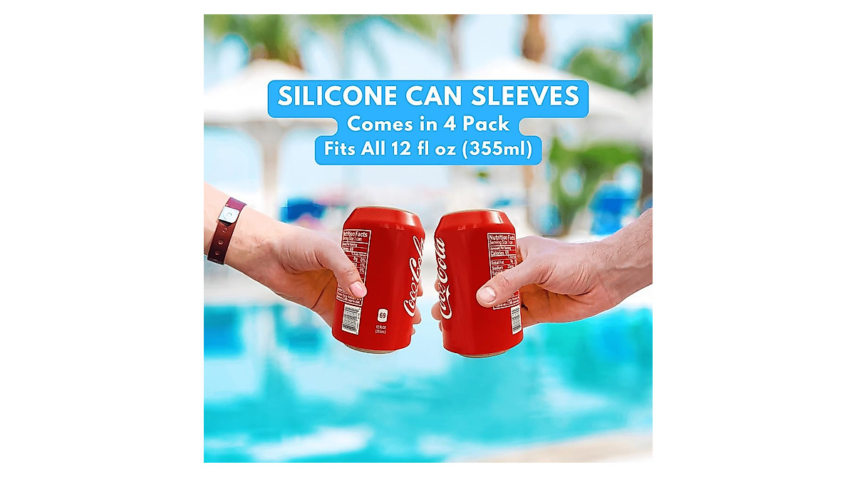 Silicone Can Covers 4-Pack | Discreet Soda Can Wraps for 12oz Cans