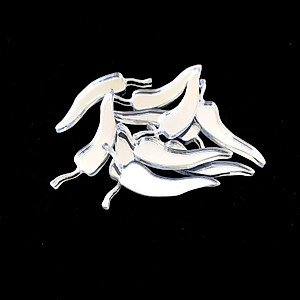 Super Cool Creations Chilli Pepper Shaped Crafting Mirrors, Set of 10, Many Colours, Shatterproof Acrylic, White, Pack of 10 x 10cm