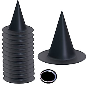 16 pcs Halloween Black Witch Hat for Party Masquerade Cosplay Costume Accessory Daily for Halloween Carnival Party Black