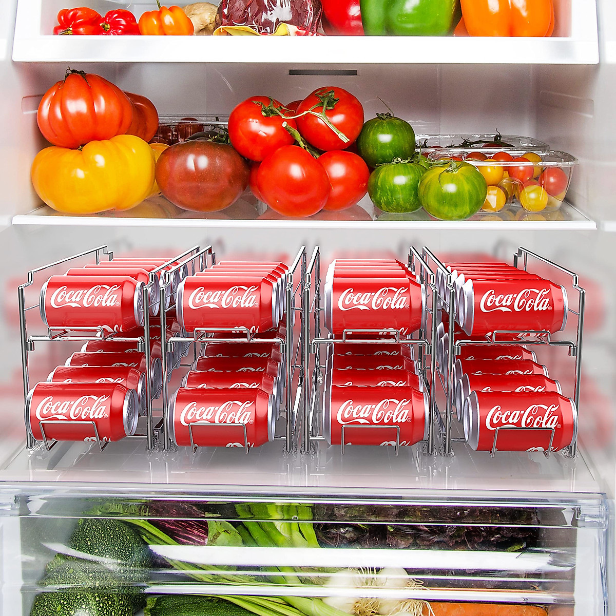 Simple Houseware Front Loading Can Dispenser, 4 Pack, Chrome