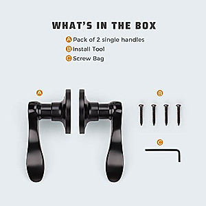 KNOBWELL 1 Pack Dummy Door Handle Lever Door Handle - Leversets for Closets/Hallway with a Matte Black Finish, Levers for Both Left and Right Handed Doors (No Lock/Latch)