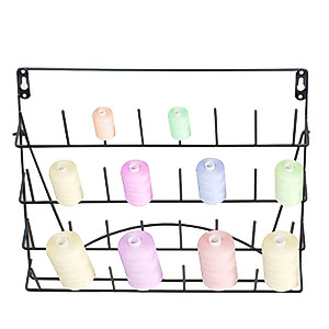 Thread Holder Wall Mount Tabletop, 28 Spools Thread Rack Metal Spools Sewing Thread Organizer, Sewing Thread Storage Spool Thread Holder for Embroidery Quilting and Sewing Threads Black