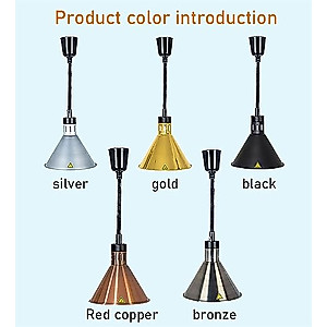 LINKANRUO Food Heat Lamp, 60-180cm Retractable Catering, Restaurant Pendant Ceiling Lights for Keep Steak Pizza Warm, Kitchen Buffet Insulation Equipment, 2pcs 27mm Lamps