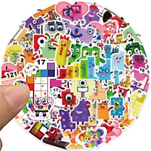 Number Blocks Stickers for Kids | 52 PCS | Building Blocks Brick Toys Stickers, Vinyl Waterproof Stickers for Laptop,Guitar,Motorcycle,Bike,Skateboard,Luggage,Phone, Gift for Kids Teen Birthday Party