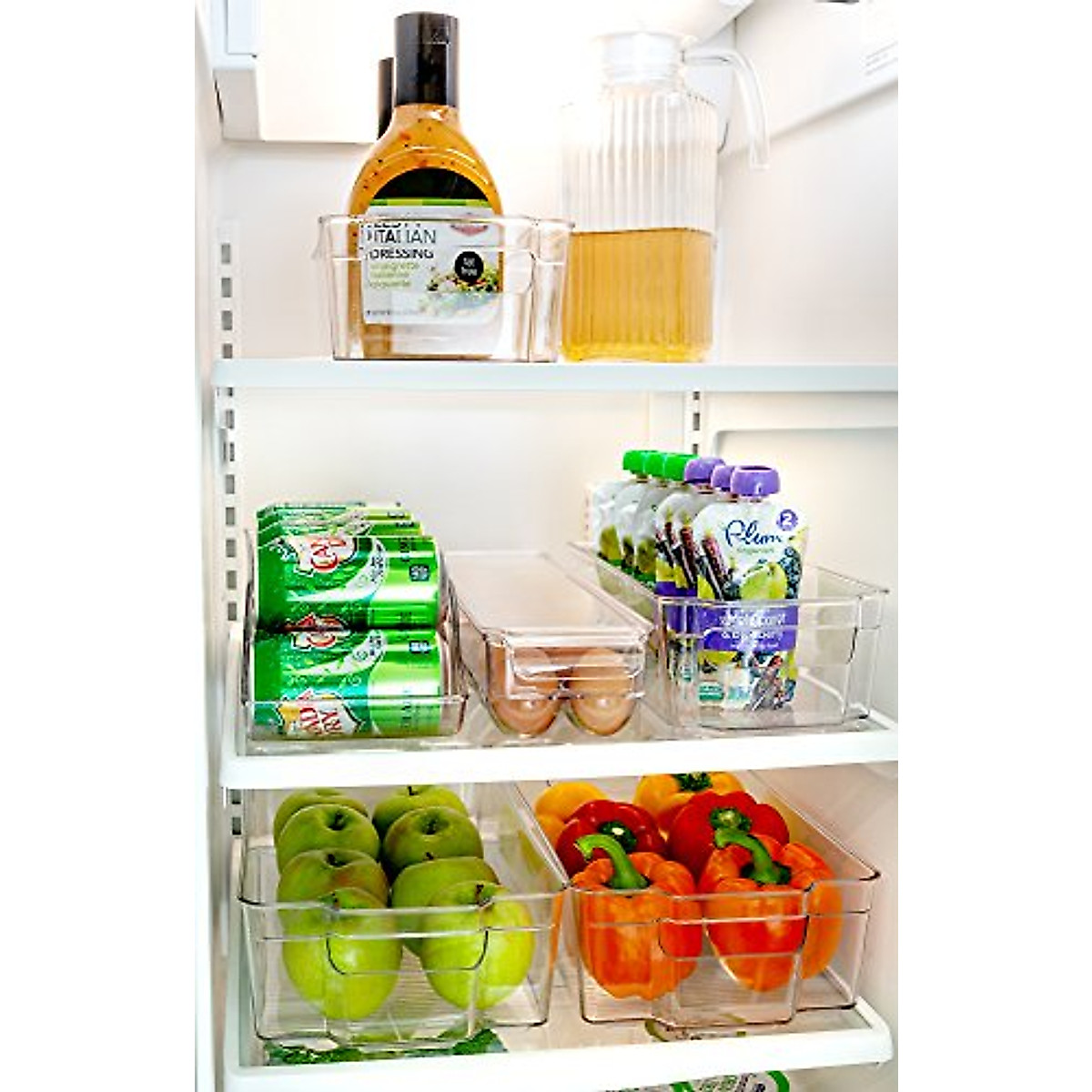 Home Basics Clear Acrylic Food Storage Container Bin for Fridge Freezer or Pantry, Stackable with Handles. Organize Fruit, Vegetables, Yogurt, Snacks, Pasta, Extra Large, 8” x 14"