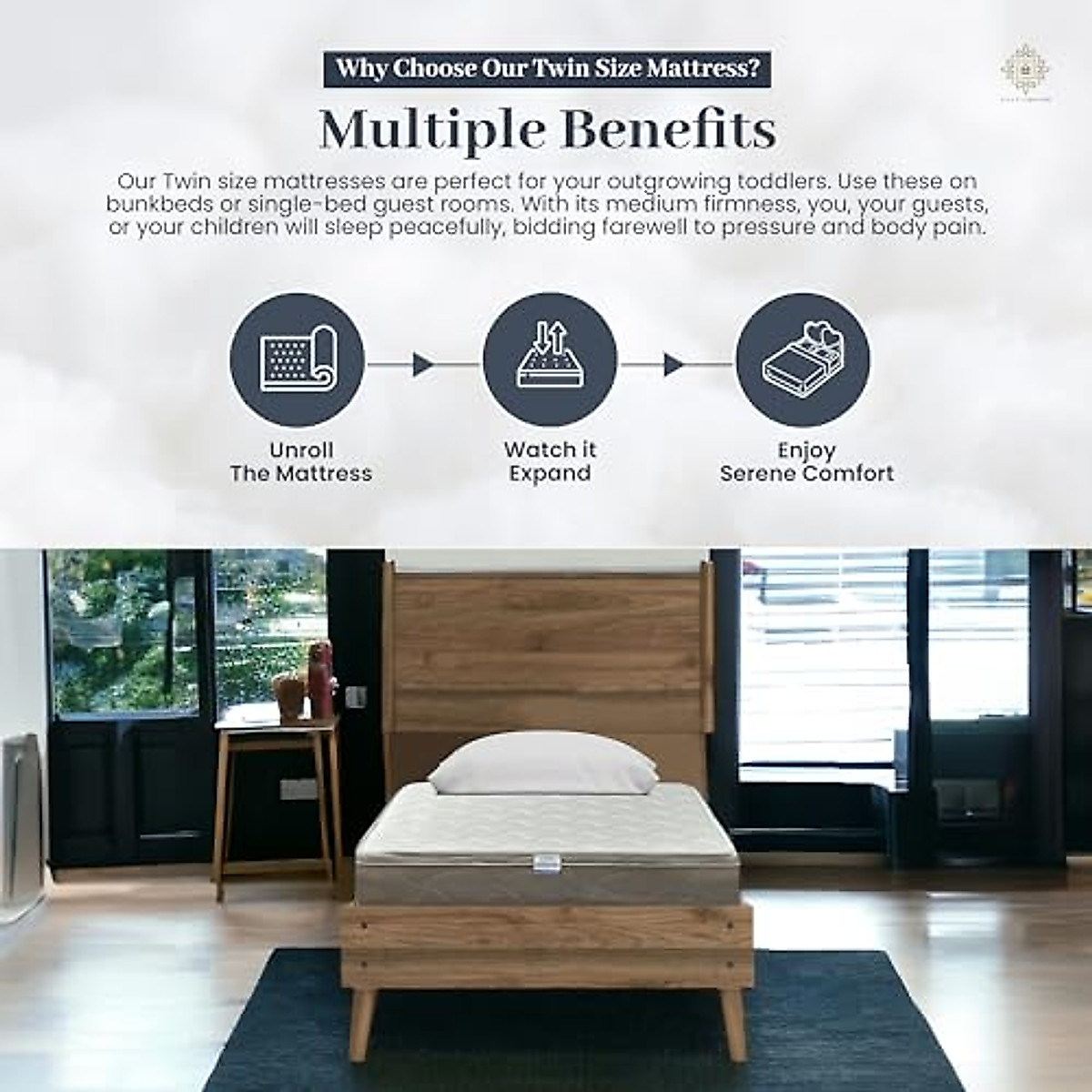 Twin Size Mattress - 6 Inch Cool Comfort Foam & Spring Hybrid Mattress with Breathable Organic Cotton Cover - Quilted Soft Tight Top - Rolled in a Box - Oliver & Smith