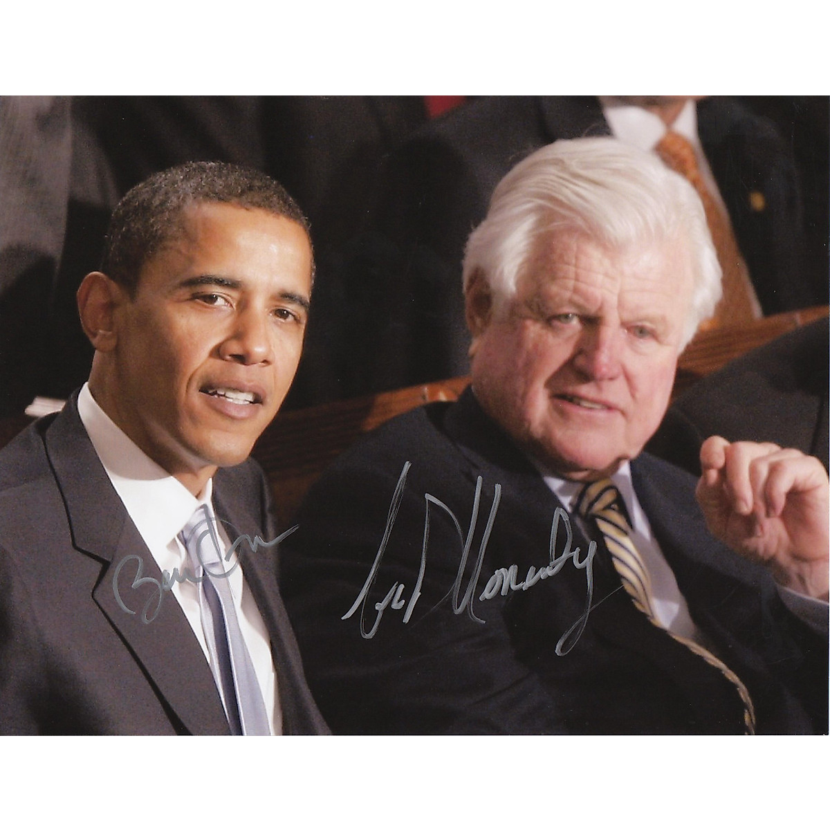 Kirkland Barack Obama & Ted Kennedy, 8 X 10 Photo Display Autograph on Glossy Photo Paper