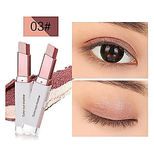 Eye Shadow Stick Double Colors Glitter Gradient Shimmer Eyeshadow Pen Eye Brightener Stick 2 Tone Makeup Korean (6 pcs)