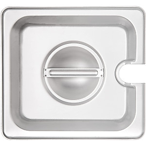 Carlisle FoodService Products Durapan 1/6 Size Stainless Steel Food Pan Lid Slotted Hotel Pan Cover with Concave Handle for Catering, Buffets, Restaurants, 6.88 X 6.25 Inches, Silver, (Pack of 6)
