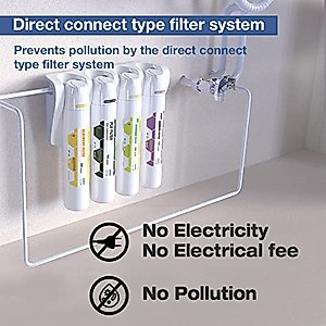 HEALSUMM 4-Stage Under Sink Water Provider System for Home use - Direct Connect, NSF/ANSI 42 Element, KC Certified, Quick Change, Made in Korea (Package Including Faucet)