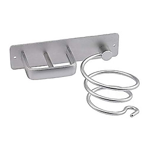 Kepfire Aluminum Bathroom Hair Dryer Holder Kitchen Hanging Rack Beauty Care Tools Wall Mount Styling Organizer Storage Basket - Silver