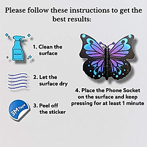 SRLC Cute Butterfly Phone Grip Socket: Phone Holder and Collapsible Stand Grip,Popping Out for Phone,Compatible with All Smartphones and Cases (Lavender Butterfly)