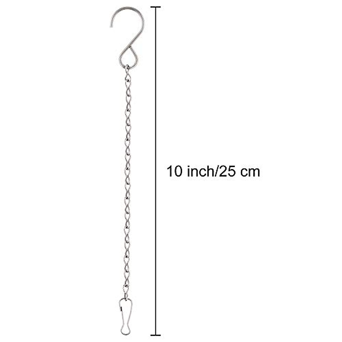 FEPITO 12 Pack Hanging Chains, 10 Inch Hanging Basket Chains, Garden Plant Hangers Metal Chains with Hooks Clips for Bird Feeders, Wind Chimes, Lanterns, Planters, Decorative Ornaments