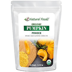 Z Natural Foods Organic Pumpkin Powder - Make Delicious Pumpkin Spice Lattes Coffee - Plant Based Superfood Supplement For Cooking Baking Recipes - Raw, Vegan, Non GMO, Gluten Free, Kosher - 1 lb Size