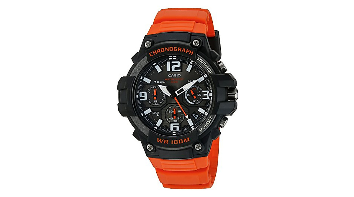 Casio Heavy Duty Chronograph Watch - Orange, Durable Style