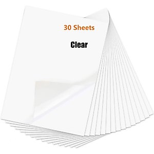 Printable Vinyl Sticker Paper Waterproof, Clear Sticker Paper for Laser and Inkjet Printer, 8.5" x 11"