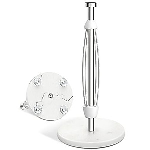 VEHHE Paper Towel Holder, Marble Paper Towel Holder Countertop Heavy Weighted, Paper Towel Stand with Suction Cups Free-Standing, Perfect Tear Paper Kitchen Towel Holder