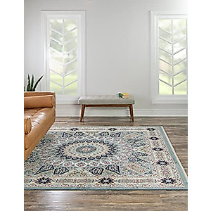 Unique Loom Narenj Collection Area Rug - Adams (10' Square, Blue/Burgundy)