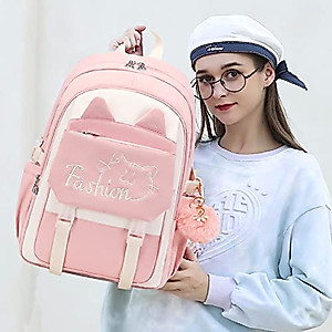 Caoroky knight Laptop Backpacks 15.6 Inch Cute School Bag Elementary Middle High School College Backpack Anti Theft Travel Daypack Large Bookbag for Teens Girls Women Students - Pink