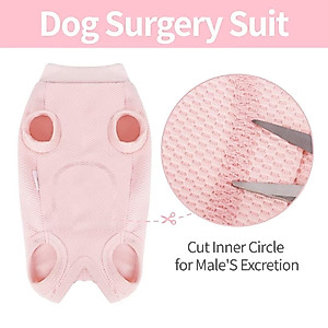 Frienperro Dog Recovery Suit Pet Spay Surgery Shirt for Female Dogs Onesie, Puppy Pajamas Cone E-Collar Alternative for Small Cat Chihuahua Yorkie,Pink M