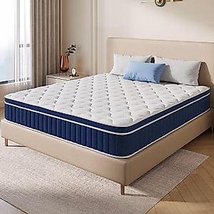 Rolanstar Queen Size Mattress, 12 Inch Foam Hybrid Mattress with Independent Spring, Medium Firm Mattress in a Box, Breathable and Pressure Relief, CertiPUR-US