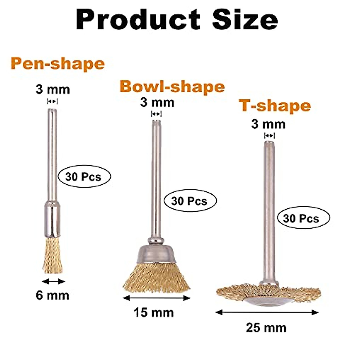 90 Pcs Wire Brushes Set, Rocaris Brass Wire Wheels Pen Brushes Set Kit Accessories for Rotary Tool