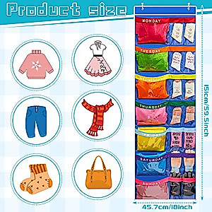 2 Pcs Daily Activity Kids Clothes Organizer Rainbow Weekly Hanging Closet Portable Kids Clothes Storage Prepare and Organize a Week’s Worth of Your Children's Clothing Organizer for Room (Blue)