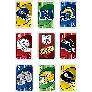 Mattel Games UNO NFL Card Game for Kids, Adults and Family Night, Features Logos of All 32 NFL Teams & a Special Rule