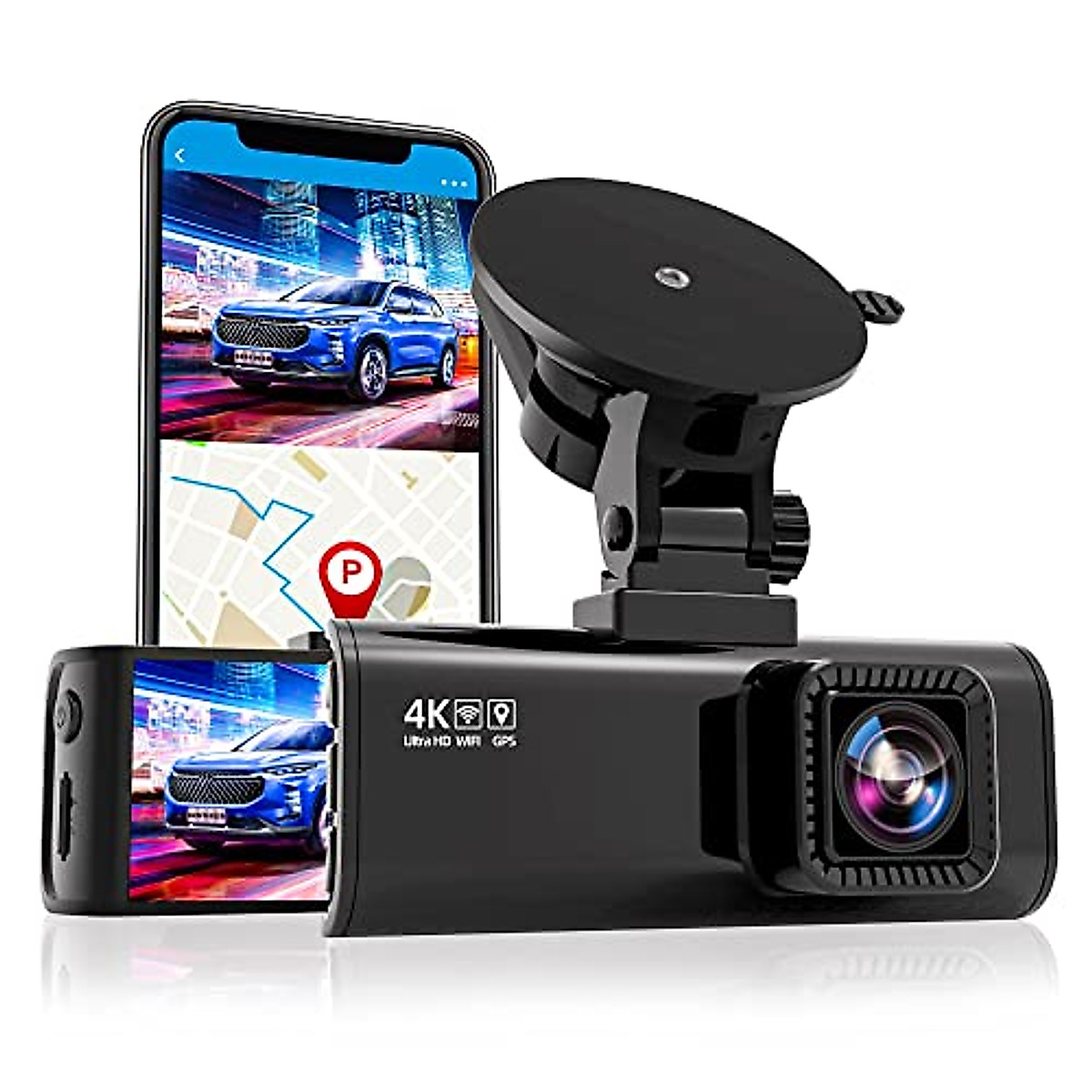 [F7NS+in-Car Rear Camera]-REDTIGER F7NS 4K Dash Cam with Wi-Fi GPS Front and in-Car Rear Camera and Cable