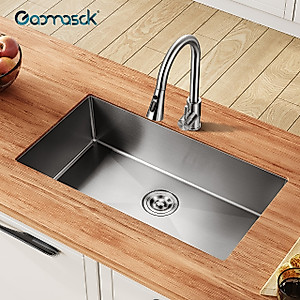 Gaomasck Nano Kitchen Sink,30 Inch Undermount Sink,Single Bowl Kitchen Sink,16 Gauge Stainless Steel Sink,Standard High-end Handmade For Kitchen Sink,2 Item Kitchen Sink Set