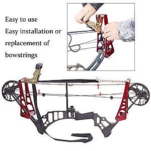 Elkrich Archery Portable Bow Press Compound Bow Press Aluminium Alloy Archery Ratchet Bow Press Bow Open Tool for Tuning Hunting Shooting (Red)