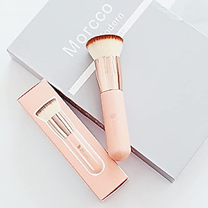 DUcare Foundation Brush for Liquid Makeup, Flat Top Kabuki Synthetic Professional Makeup Brushes Liquid Blending Mineral Powder Buffing Stippling Makeup Tools, Pink