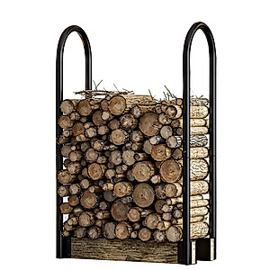 Fire Beauty Firewood Log Rack Adjustable Bracket Kit, Fireplace Wood Storage Holder,Black Powder,Coated Steel, Outdoor and Indoor
