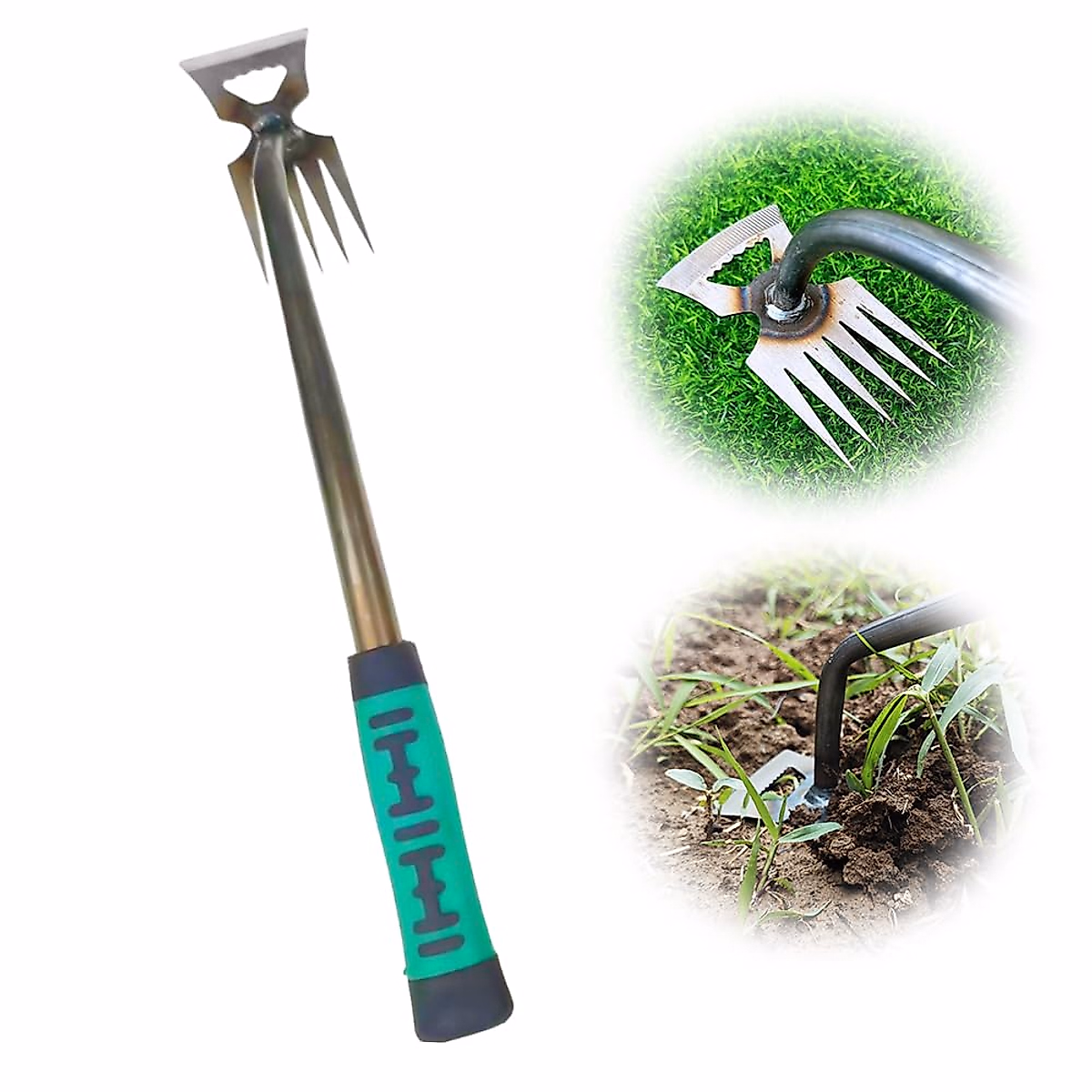 Gardening Hand Weeder Tools, 2024 New Weeding Artifact Uprooting Weeding Tool, Durable Manganese Steel Hand Weeder Tool, Manual Multifunctional Weeders Gardening Tools for Yard and Garden (5 Tines)