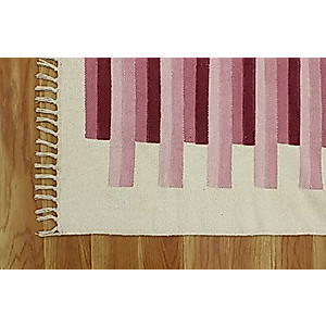 Casavani Hand Block Printed Boho Area Rug Hand Made Striped Tassel Rug Cotton Easy Washable Rugs Floor Carpet for Doormat Entryway Living Room Bedroom Hallway Balcony 10x16 Feet