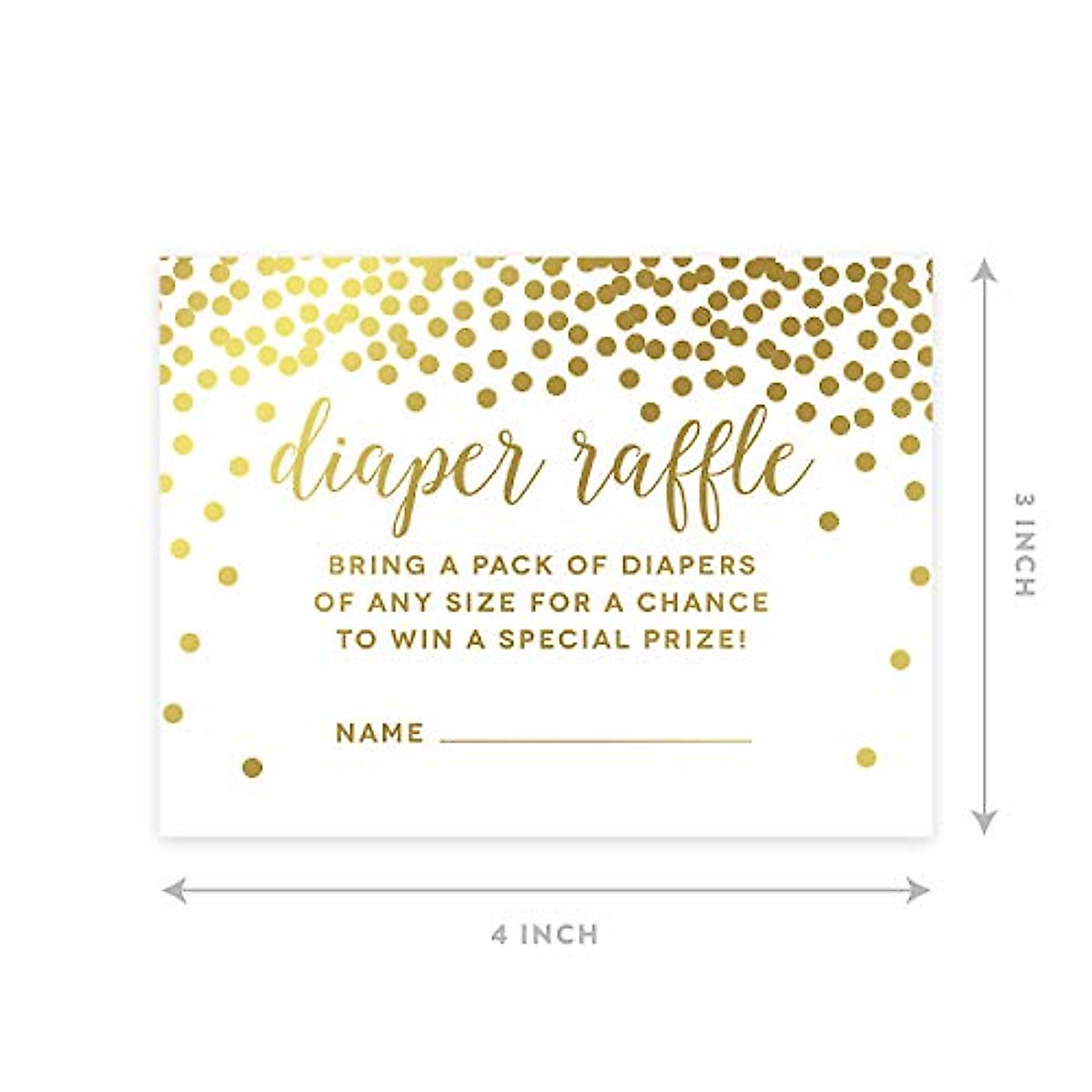 Andaz Press Metallic Gold Confetti Polka Dots Party Collection, Baby Shower Diaper Raffle Cards, 30-pack