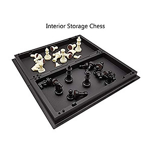 12.5" Magnetic Chess Set with Folding Chess Board Outdoor Travel Portable Chess Set for Adults and Kids, Black & White Color