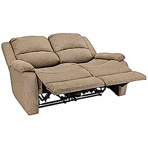 RecPro Charles 58" Double Recliner RV Sofa | Zero Wall Loveseat for Camper | Wall Hugger Couch | Fifth Wheel Theater Seating | Replacement RV Furniture | Oatmeal Cloth