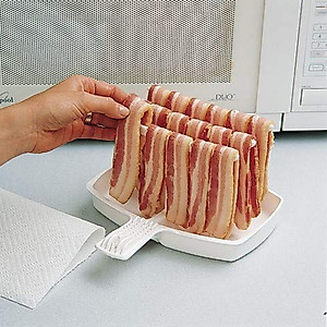 Microwave Bacon Cooker - The Original Makin Bacon Microwave Bacon Tray - Reduces Fat up to 35% for a Healthy Breakfast- Make Crispy Bacon in Minutes. Made in The USA. Ships from Wisconsin