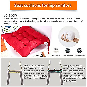 Set of 4 Dining Chair Cushions with Ties Soft Comfort Non Slip Square Seat Pads for Kitchen Dining Office Living Room Patio (Coffee)