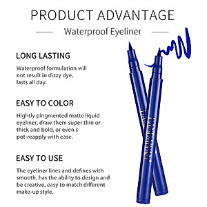 12 Colors Eyeliner Pen Set, Matte Liquid Eyeliner Kit Metallic Eyeliner Pencil Smudgeproof Eyeliner for Women Eye&Lip Neon Liner Professional Waterproof Eye Makeup Colorful Gel Eyeliner (12PCS)