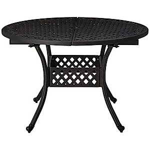 Christopher Knight Home Stock Island Outdoor Expandable Aluminum Dining Table, Black Sand Finish