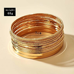 Sttiafay 14Pcs Gold Bangle Bracelet Set Indian Stackable Glossy Bracelets Multipack Wrap Bangles Costume Jewelry for Women