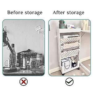 5 Tier Mobile Bookshelf Rolling Book Rack with Wheels, Removable Storage Bookcase Slim Rolling Storage Book Cart for Students Teachers and Adult in School Home Office