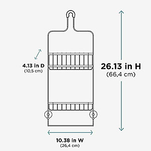 Zenna Home Hanging Over-the-Shower Caddy, 2 Baskets, White