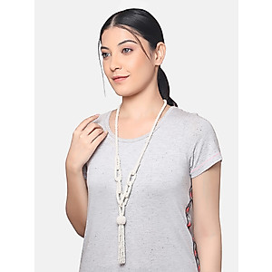 RF RIZIR FASHION Long Handmade Glass Beaded Statement WHITE Necklace for Women