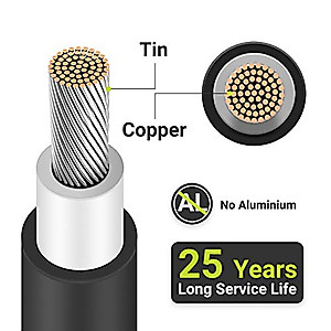 Newpowa 6FT 15FT 30FT 50FT 100FT(Feet) 10AWG(6mm²) One Black Solar Extension Cable with Male/Female Solar Panel Connectors Weatherproof for PV Outdoor Use